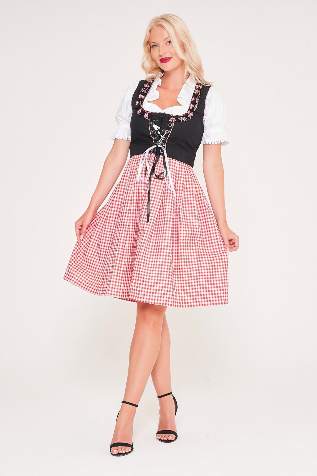German Dirndl Dress Amara Black Pink - LederhosenforSale